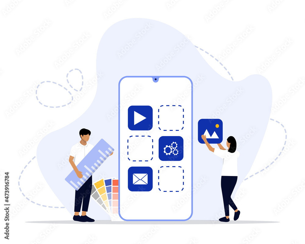 Vector Illustration, Ui UX design Concept, Showing people creates a ...