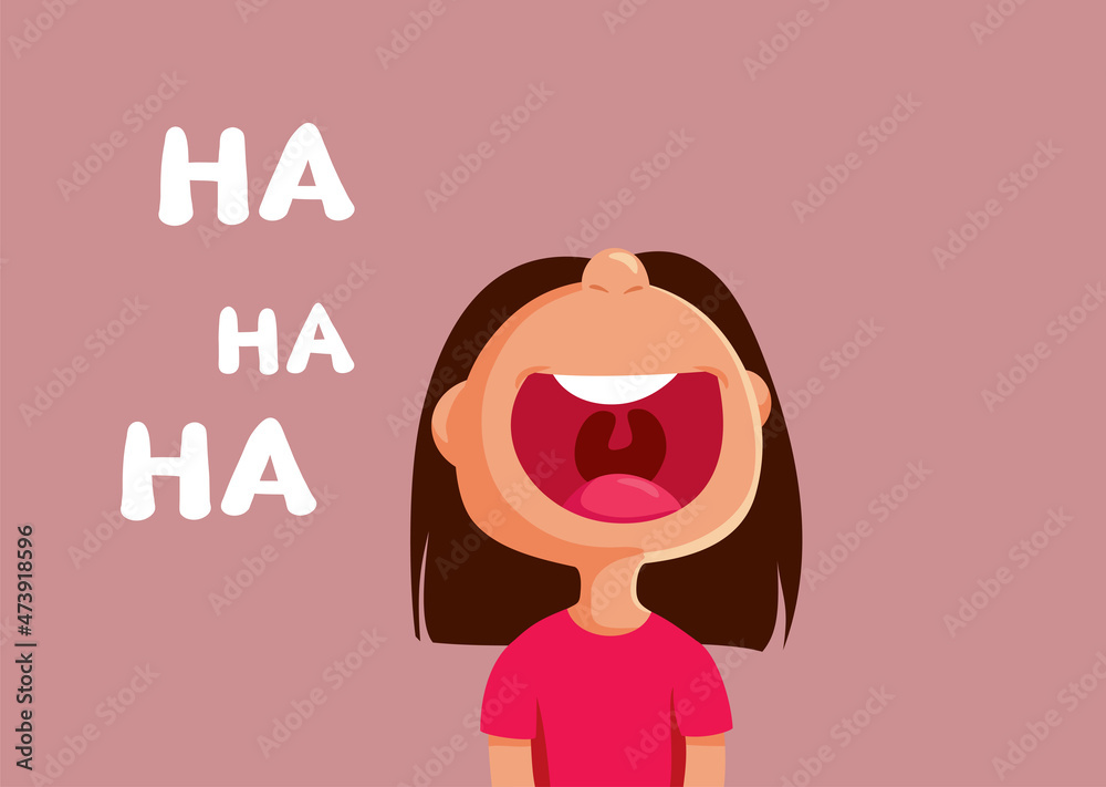 Little Girl Laughing Loud Vector Cartoon Illustration Stock Vector ...
