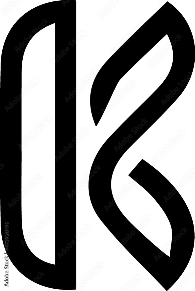 Abstract Letter K Logo Rounded Line with Dots. Flat Vector Logo Design ...