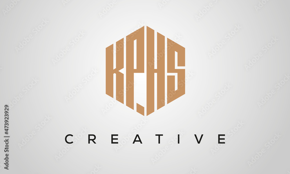 letters KPHS creative polygon hexagon logo victor template Stock Vector ...