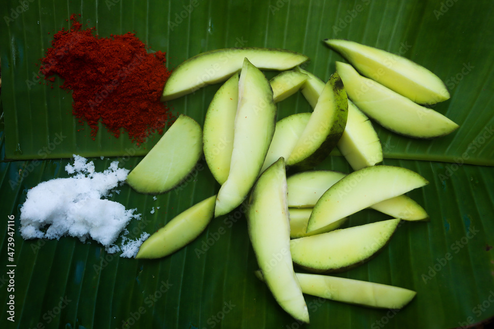 mango pickle sliced raw mango Stock Photo | Adobe Stock
