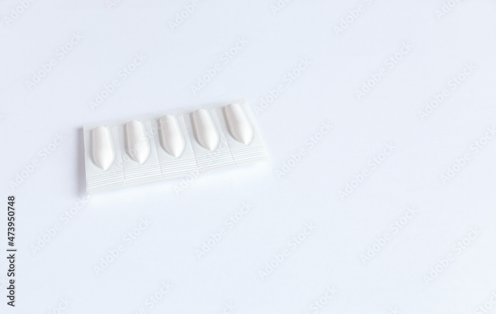 Medical suppositories, vaginal suppositories, rectal suppositories on a ...