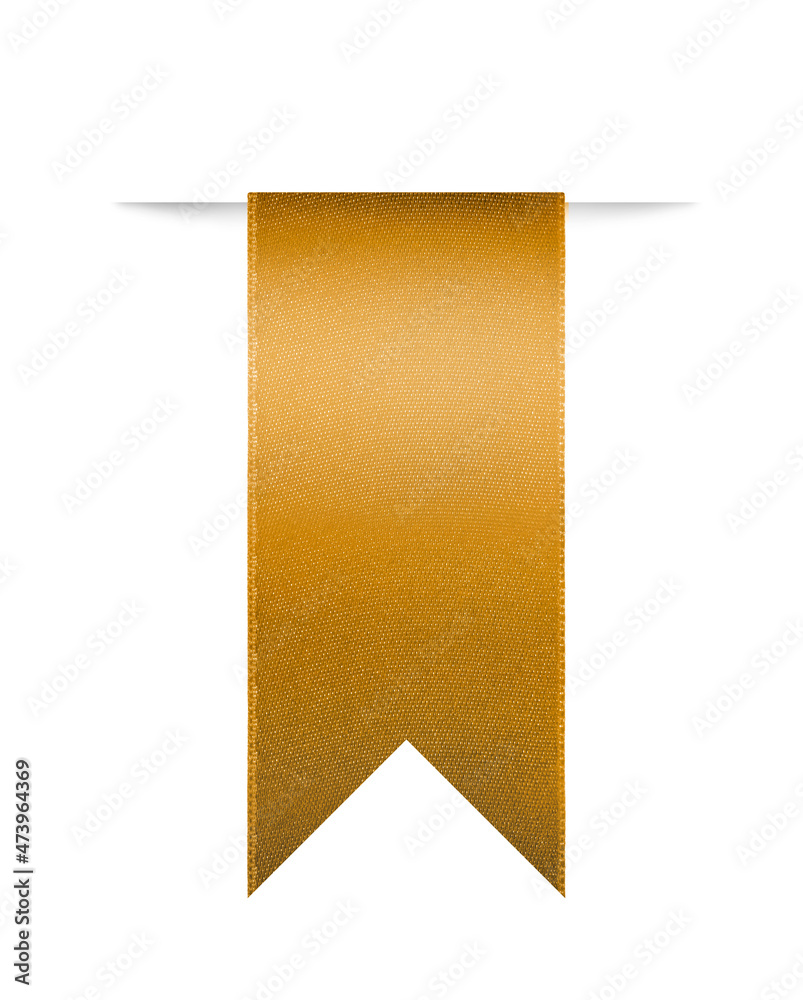 Shiny champagne gold ribbon bookmark for use as a page reminder ...