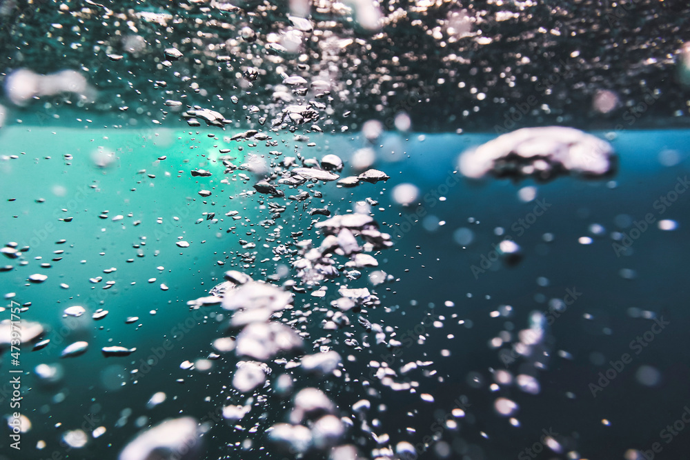 Undersea view of floating bubbles Stock Photo | Adobe Stock