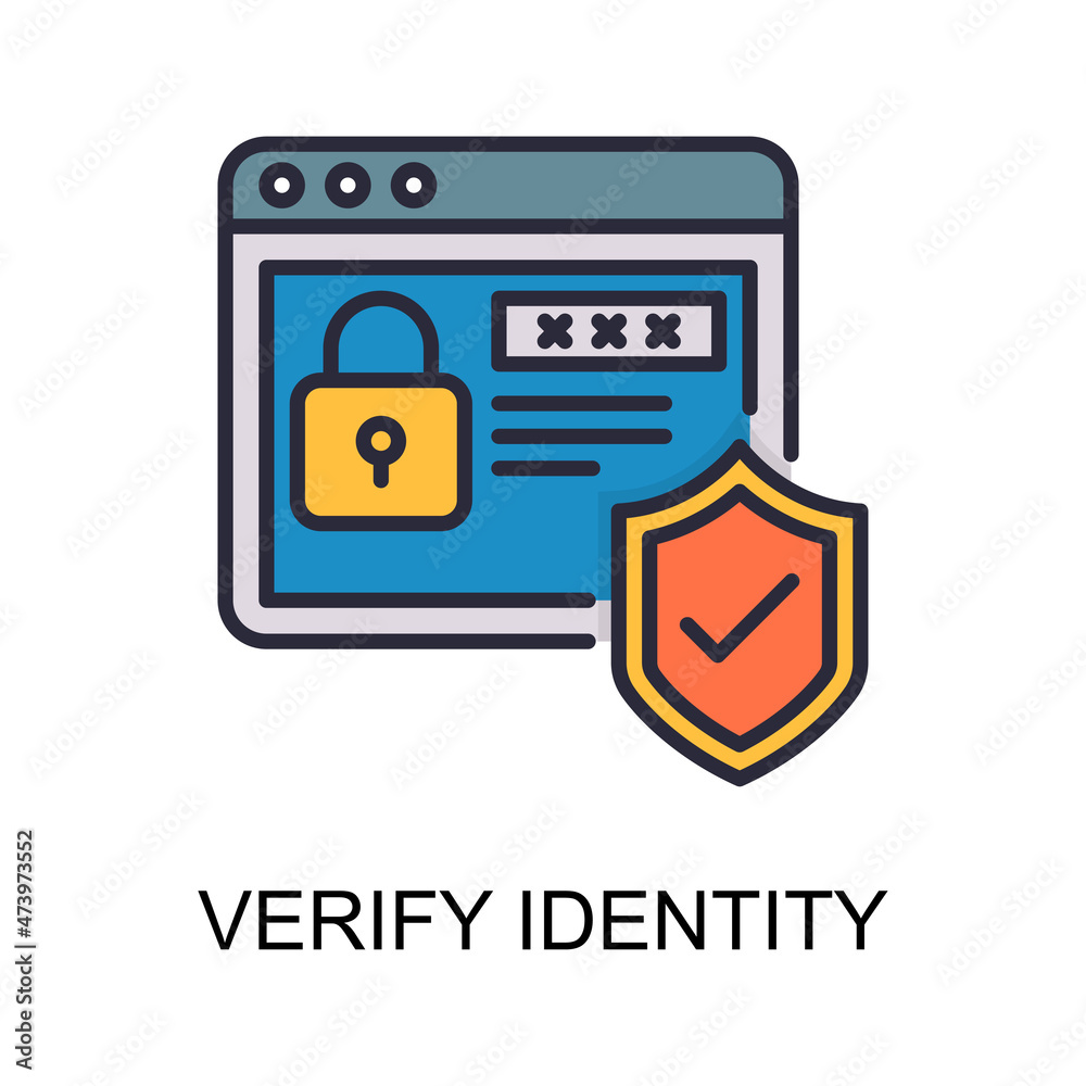 Verify Identity vector Filled outline Icon Design illustration. Web And ...