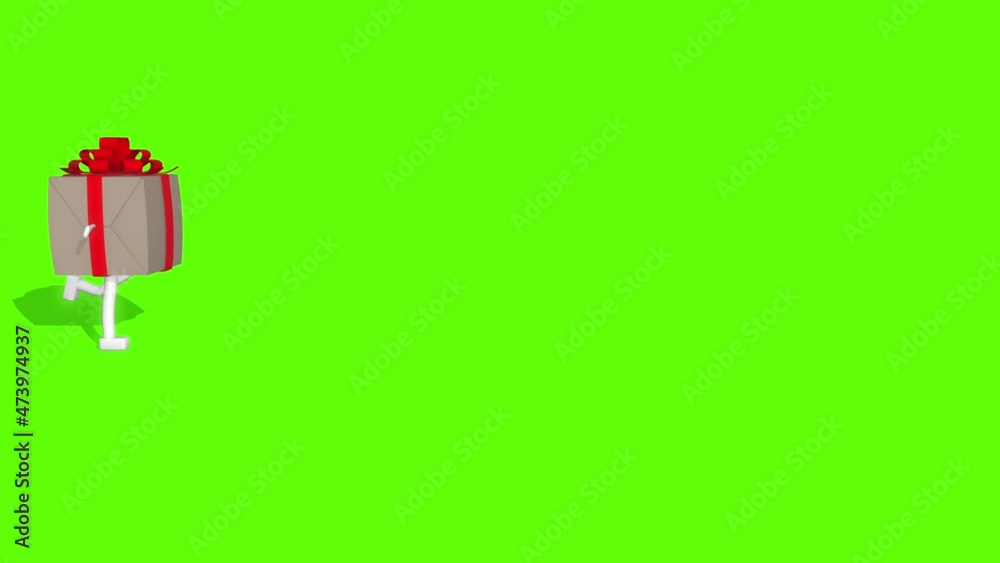 Seamless looping 3d animated walking present box passing by in front of ...