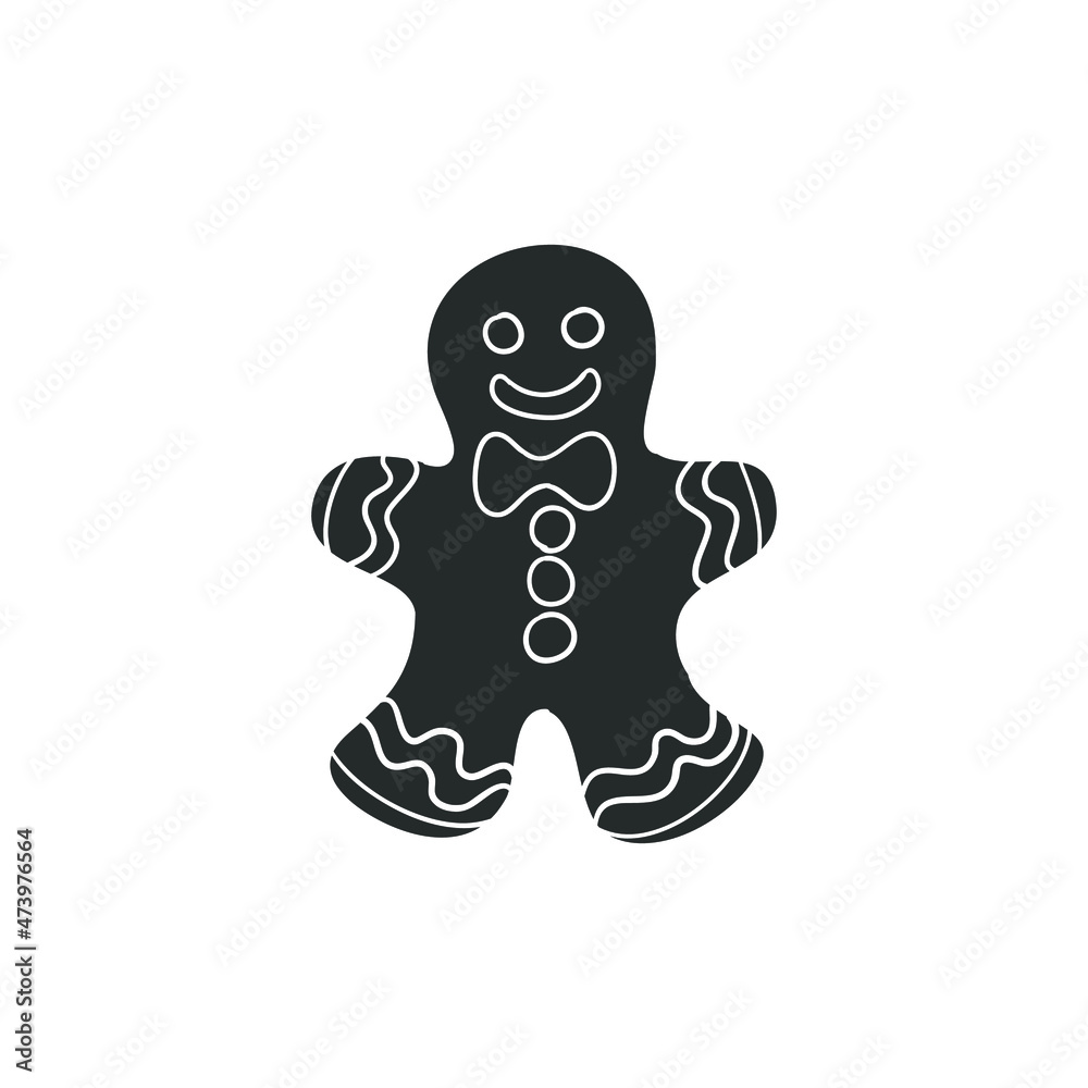 Gingerbread Man Icon Silhouette Illustration. Cookie Christmas Dessert ...