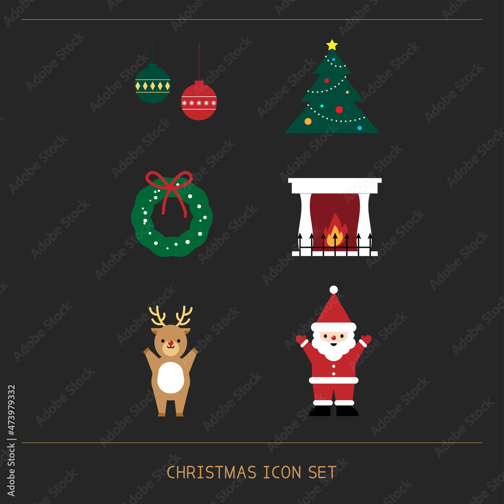 크리스마스 아이콘 세트 Stock 벡터 | Adobe Stock