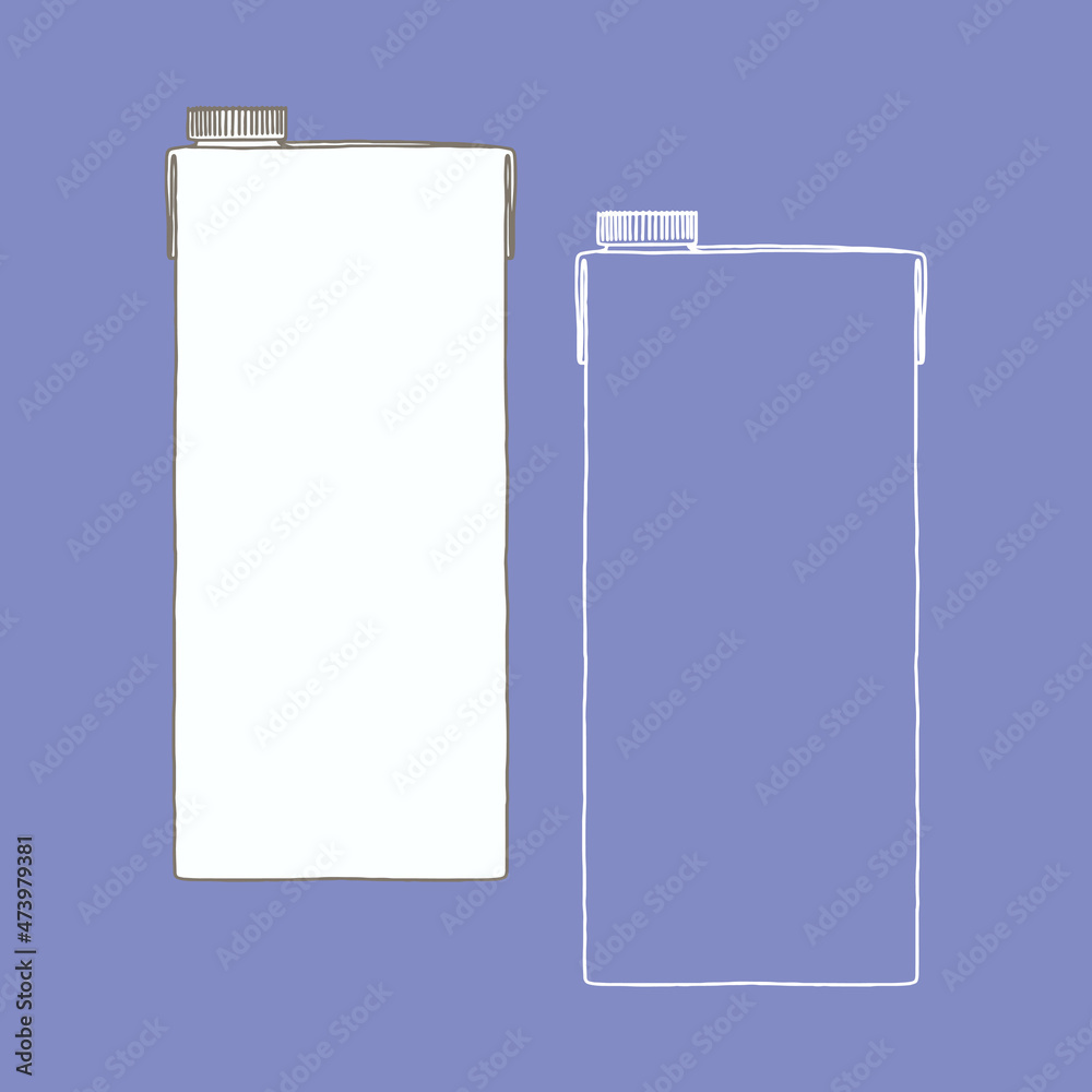Milk box. Linear, vector realistic. Pocket milk outline Stock Vector ...
