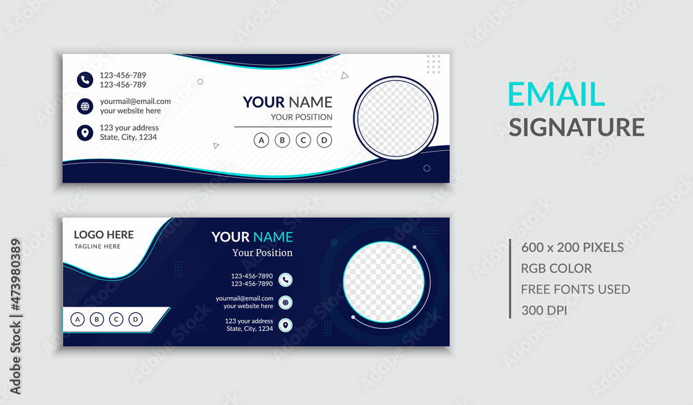 Abstract and Trendy Email Signature Template Design Stock Vector ...