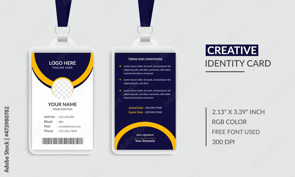 Modern Creative Employee Id Card Design Template Layout Stock Vector ...