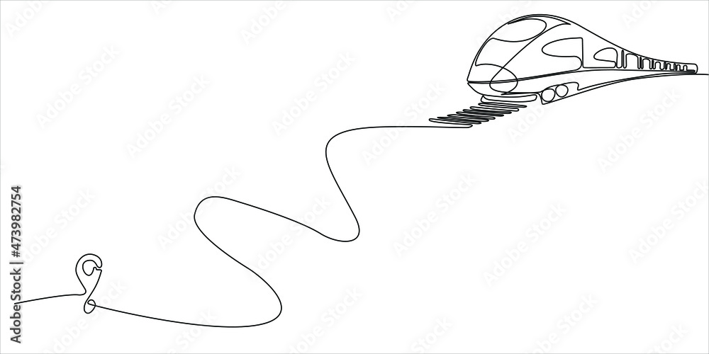 Continuous line drawing of railroad track line vector icon of a train ...
