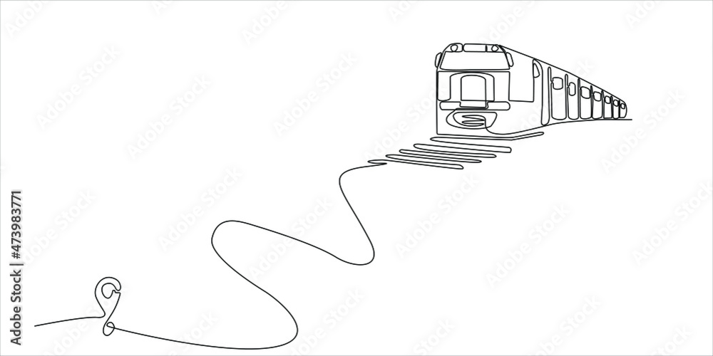 Continuous line drawing of railroad track line vector icon of a train ...