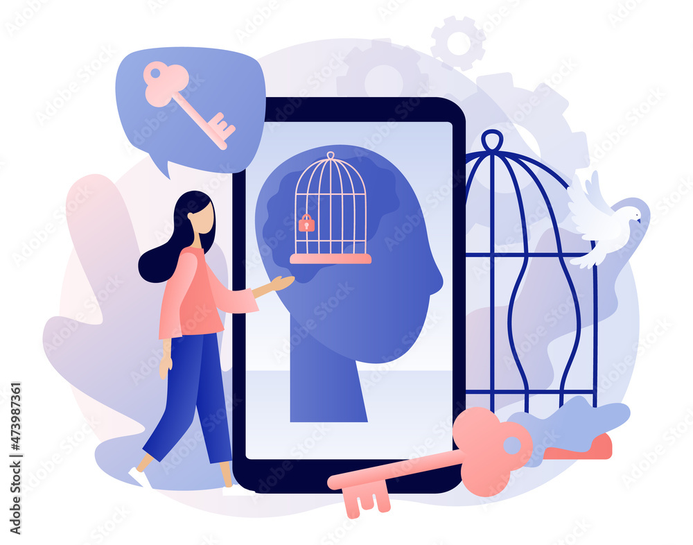 Freedom concept. Mind prison psychological. Inner prison. Cage metaphor ...