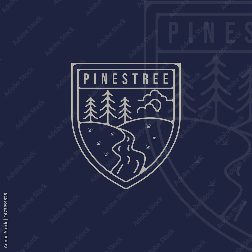 pines tree logo line art simple minimalist template icon graphic design ...