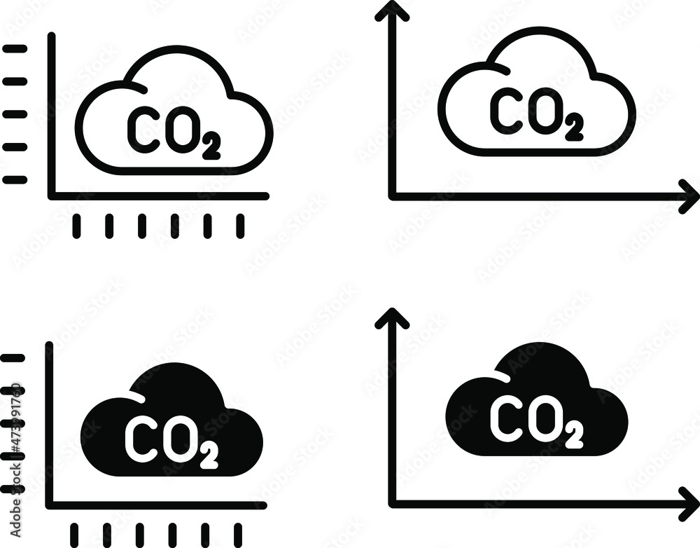 Icon of carbon dioxide reduction , graph with cloud CO2 Stock Vector ...