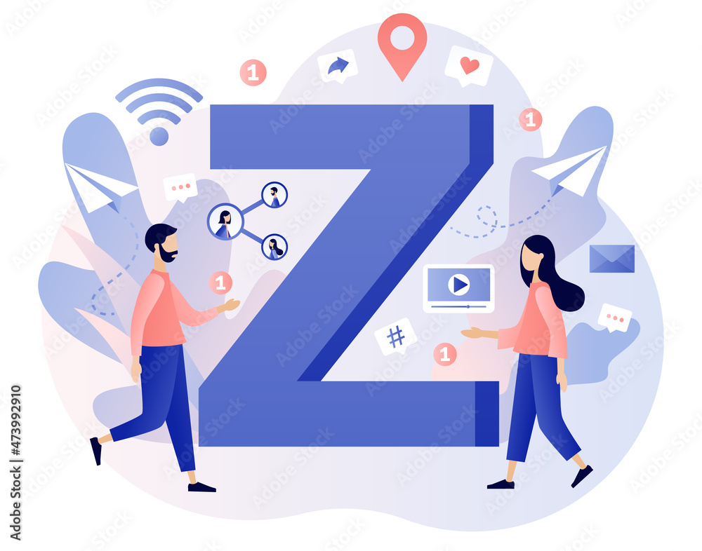 Generation Z. Progressive young teens using technology and gadget to ...