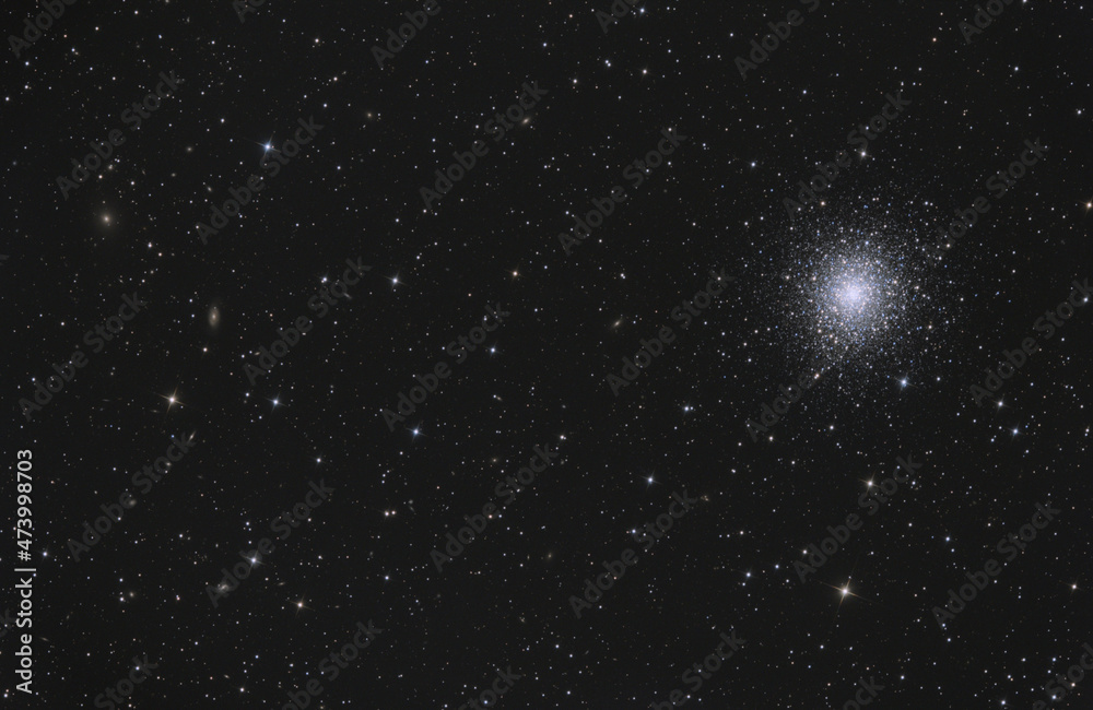 Astrophotography of Messier 92 globular cluster with galaxies Stock ...