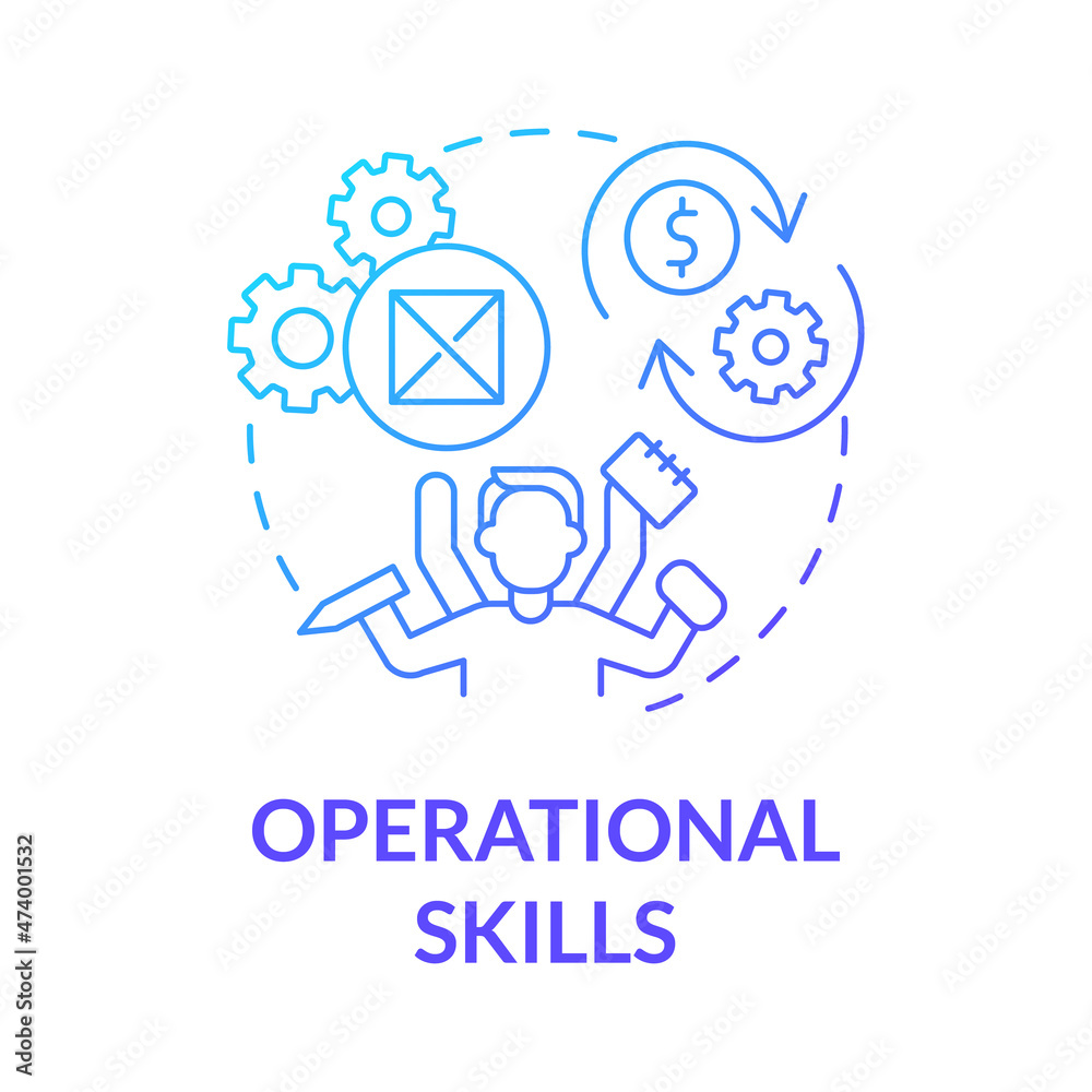Operational skills blue gradient concept icon. Business management task ...