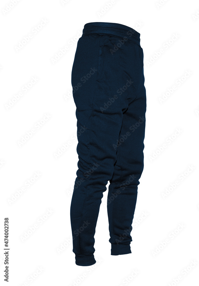 Blank training jogger pants color navy on invisible mannequin template ...