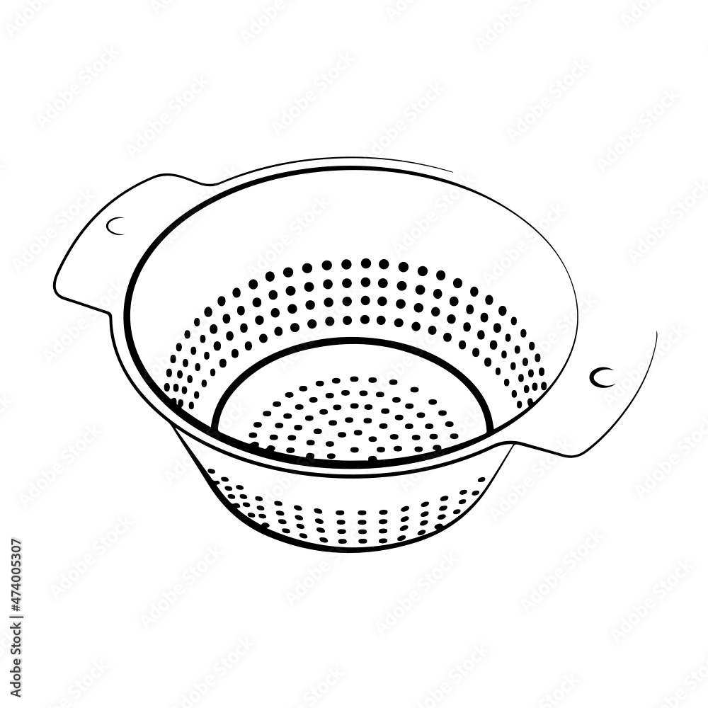 Colander Line Art Silhouette Design Element Art SVG EPS Logo PNG Vector ...