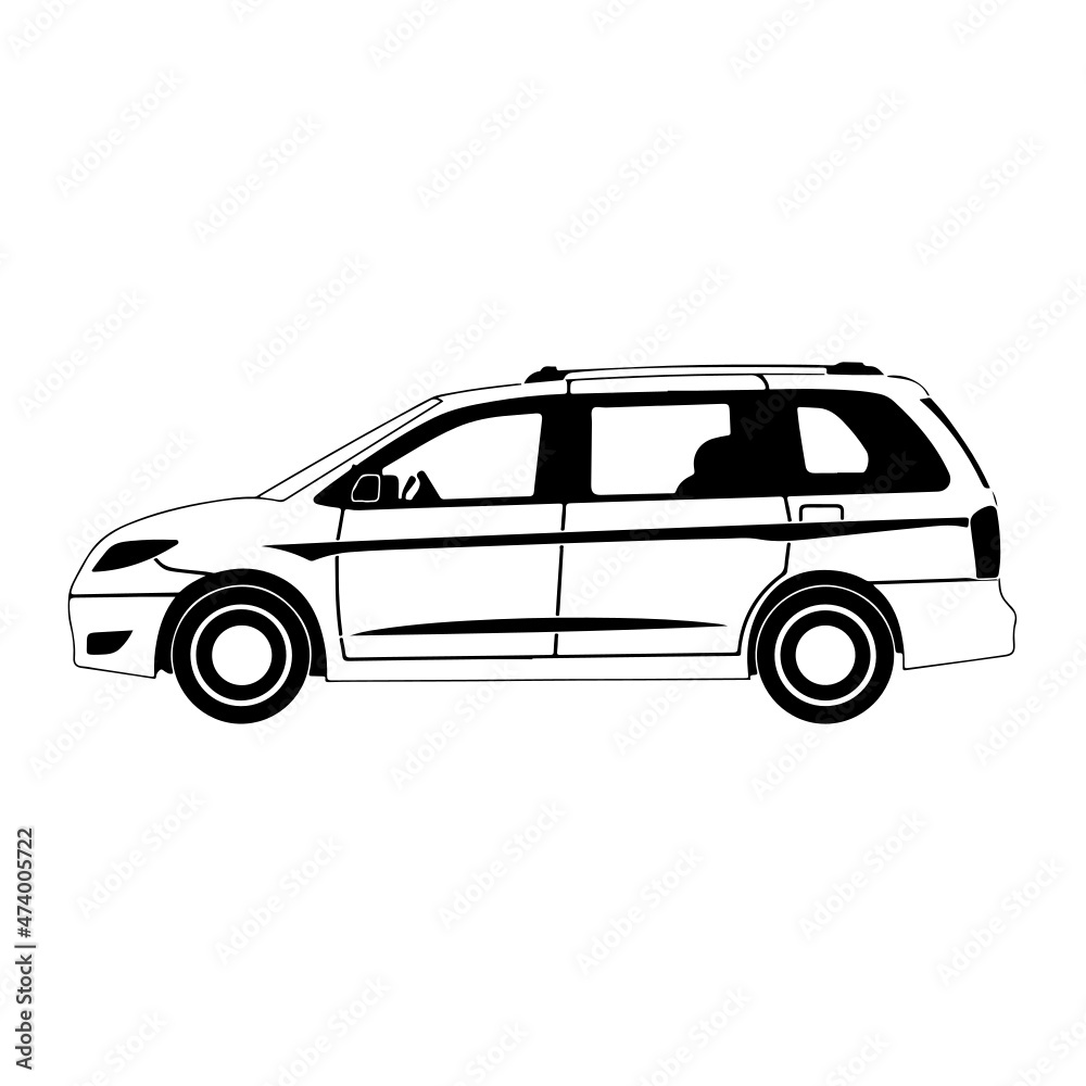 Estate Car Line Art Silhouette Design Element Art SVG EPS Logo PNG ...