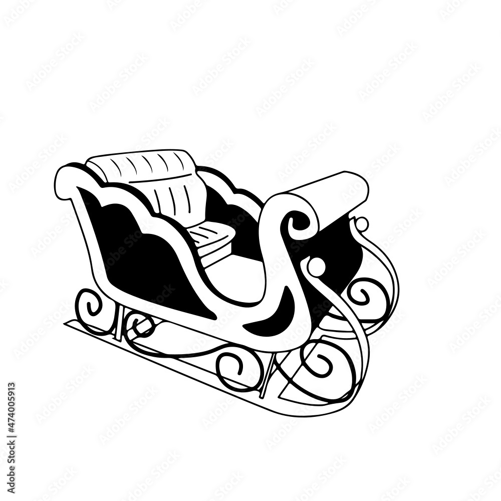 Sledge Line Art Silhouette Design Element Art SVG EPS Logo PNG Vector ...