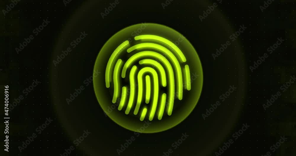Fingerprint scan tech 3d animation. Checking log in, logging, security ...