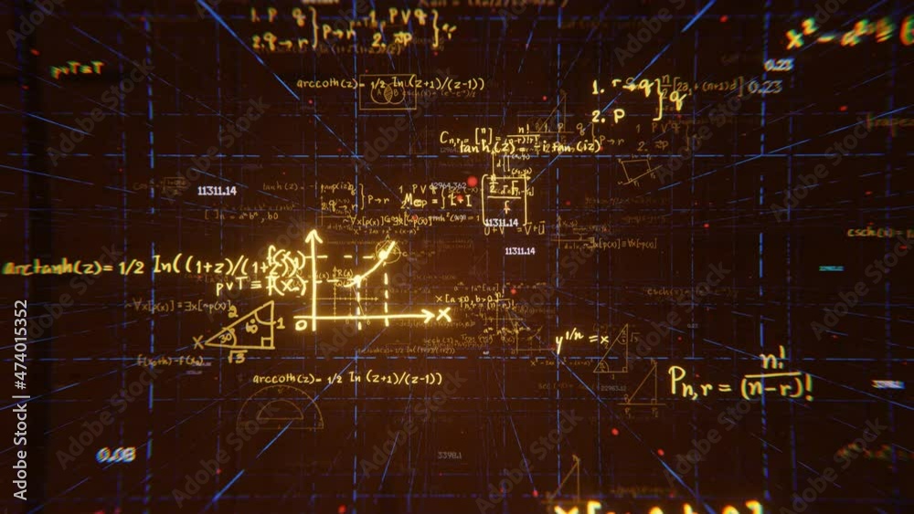 Mathematical formulas and graphs. 3D space with formulas. Loop 3D 4K ...