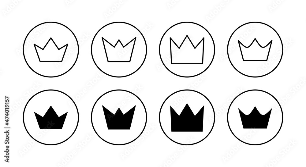 Crown icons set. crown sign and symbol Stock Vector | Adobe Stock
