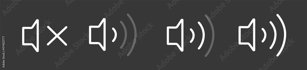 An icon that increases and reduces the sound. Icon showing the mute. A ...