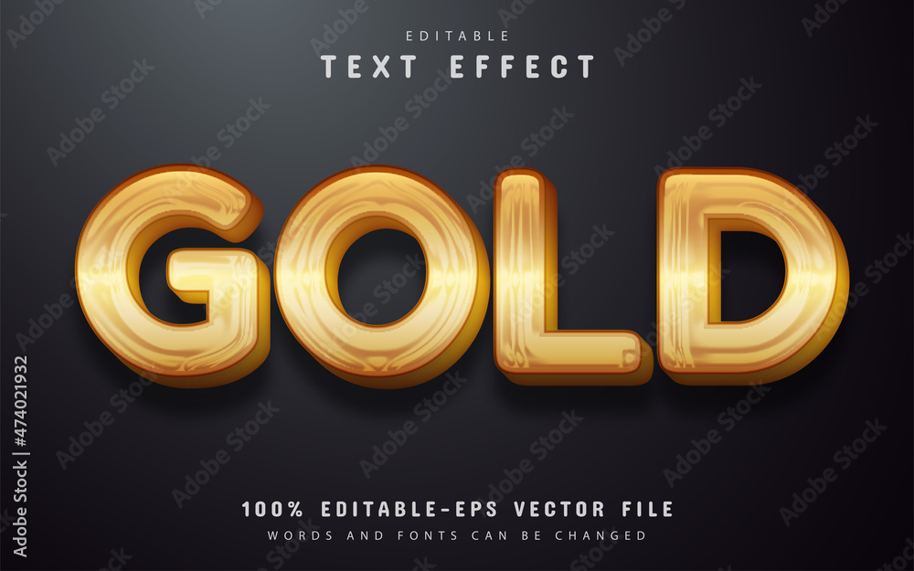 Gold text effect editable Stock Vector | Adobe Stock
