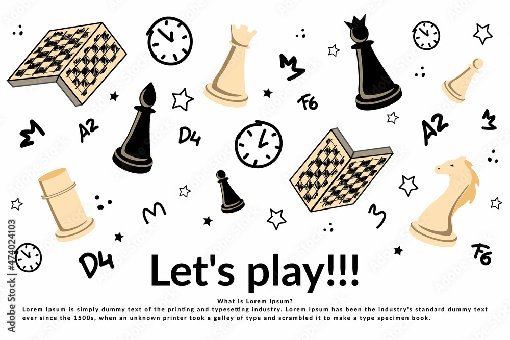 Vector illustration for chess club, banner for tournaments, frame ...