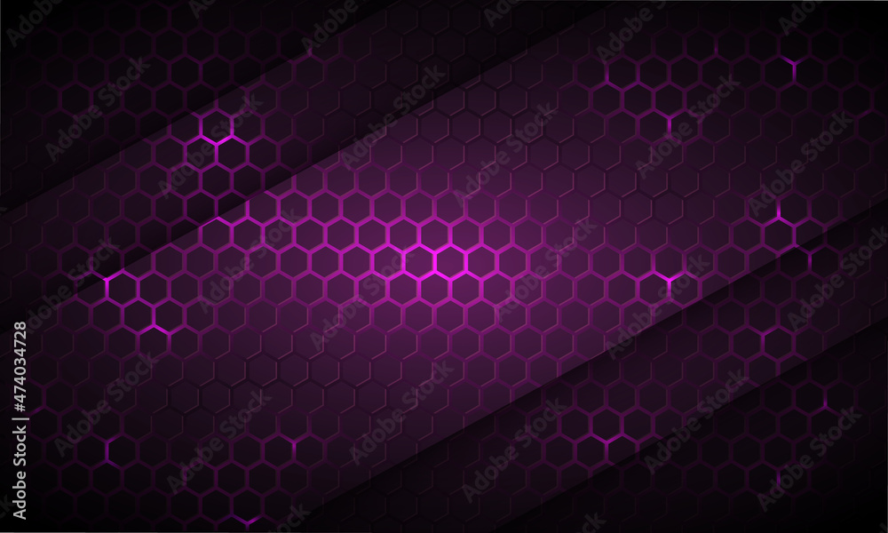 Dark violet technology hexagonal vector background. Abstract purple ...