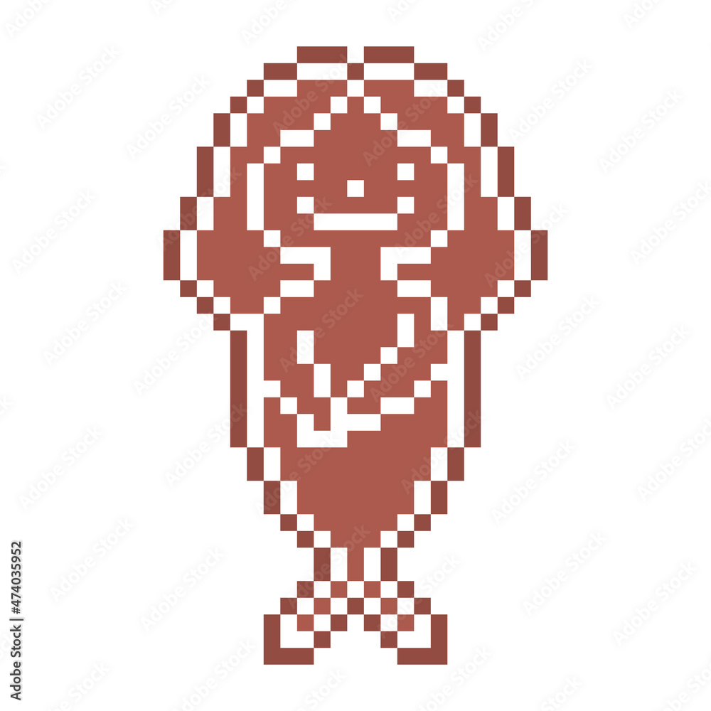 Pixel art gingerbread cookie mermaid decorated with white sugar icing ...
