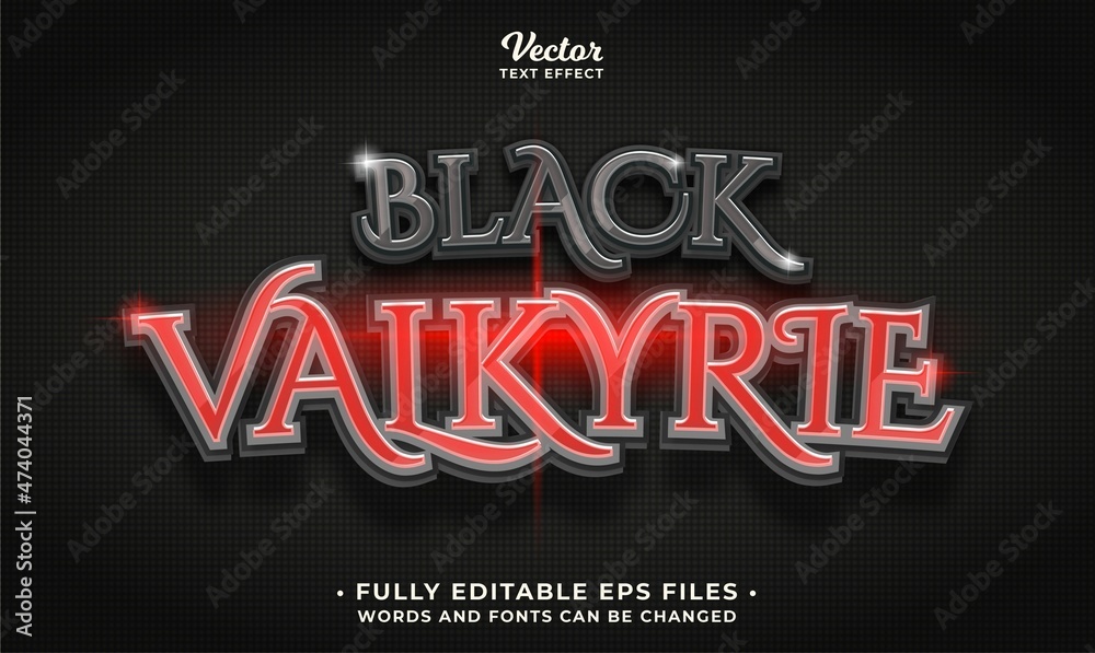 black valkyrie movie text effect editable eps cc Stock Vector | Adobe Stock
