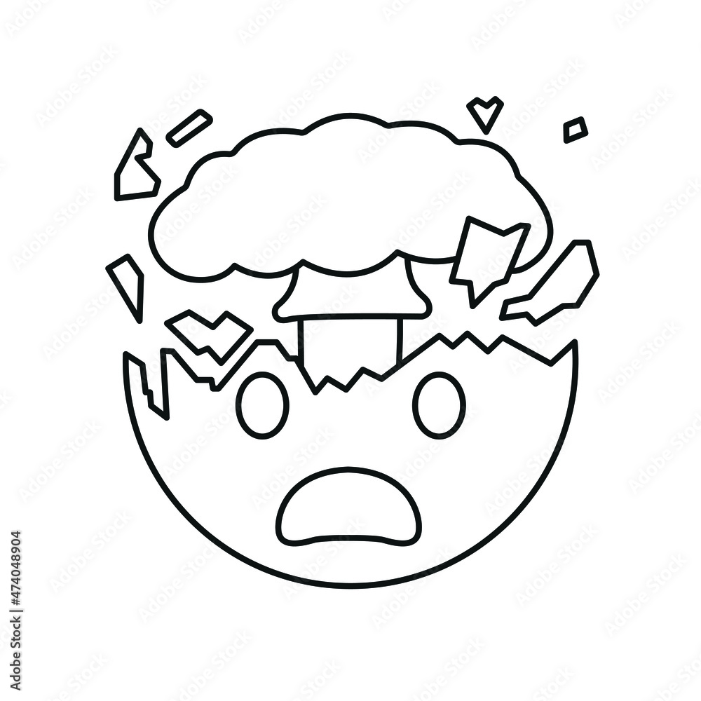 Shocked face emoji line icon symbol Stock Vector | Adobe Stock
