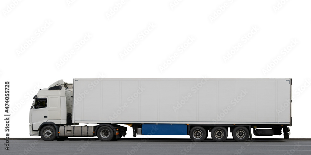 Side view of cargo truck isolated on white background. Professional ...