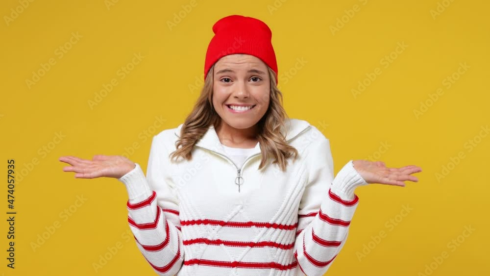 Beautiful confused shy shamed young girl teen student wears striped ...