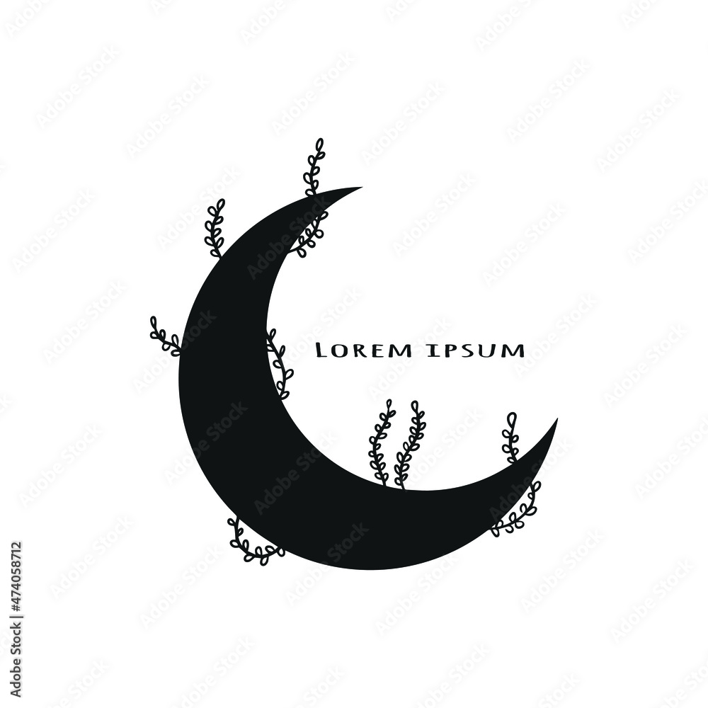 nature concept half moon logo, editable vector file for all of your ...