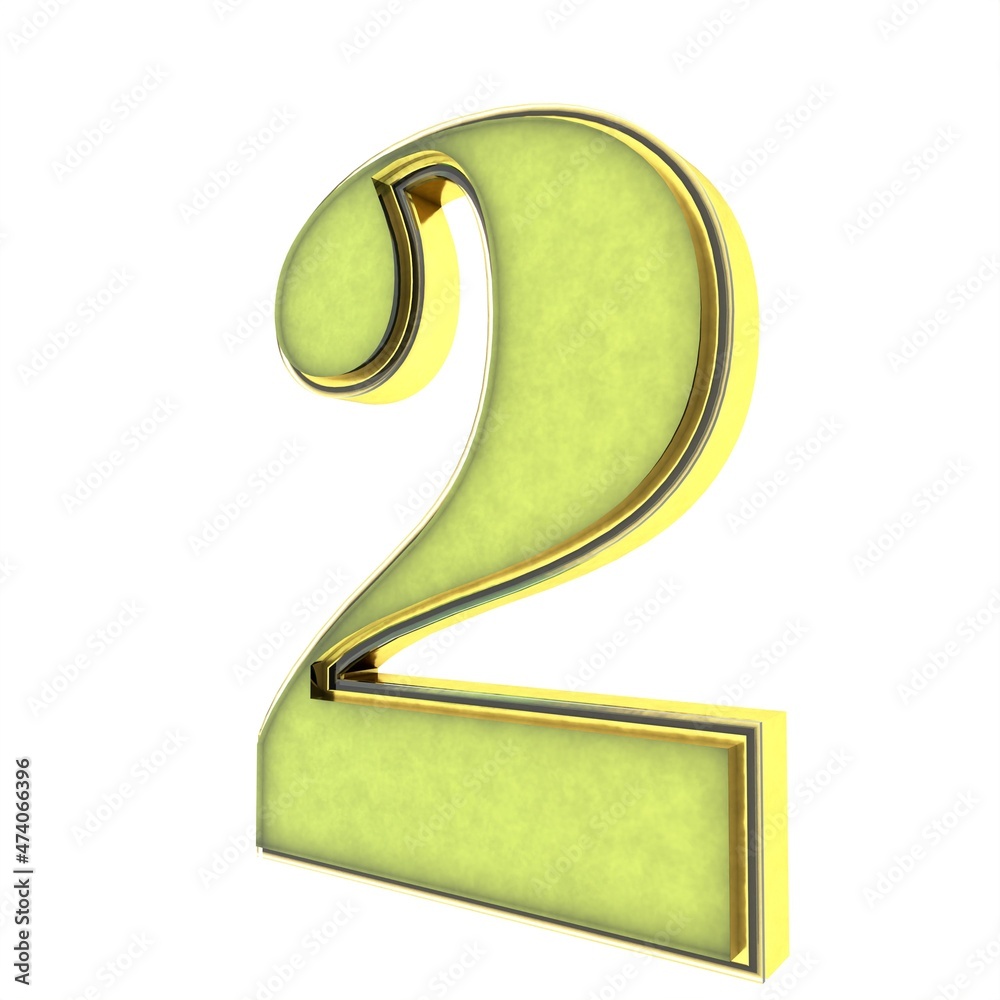 Green 3d number 2. Number or number. Rendering an image. Stock ...