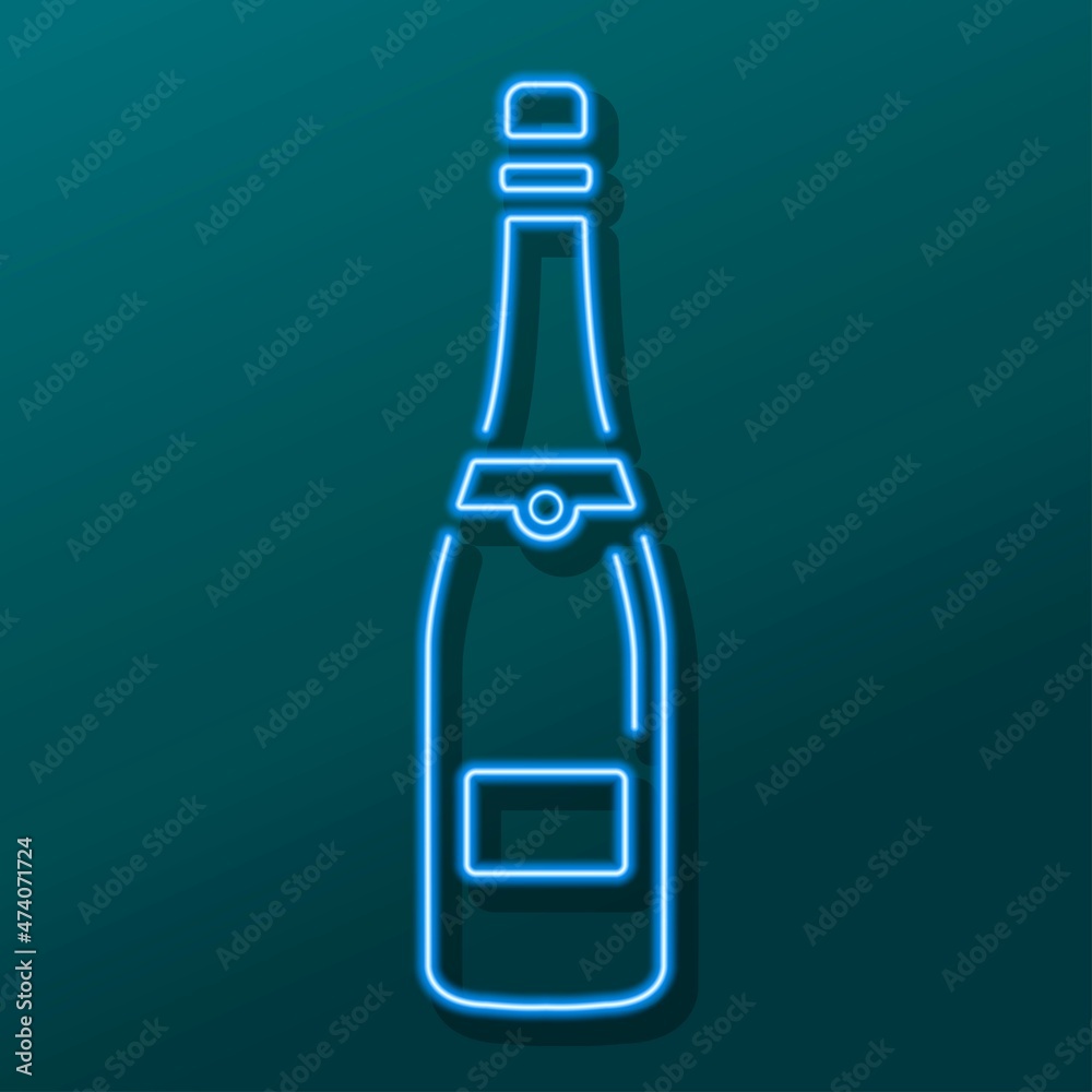 champagne bottle neon sign, modern glowing banner design, colorful ...