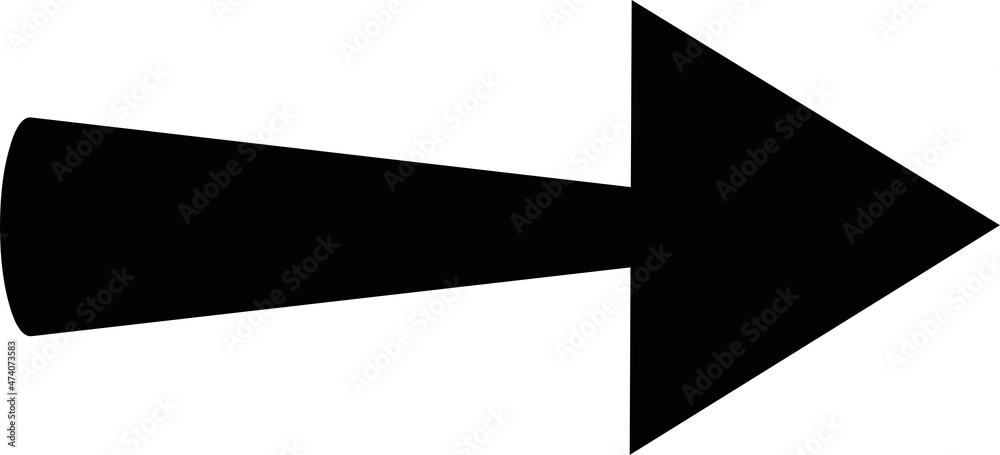 Vector illustration of the shape of a classic black arrow, pointing to ...