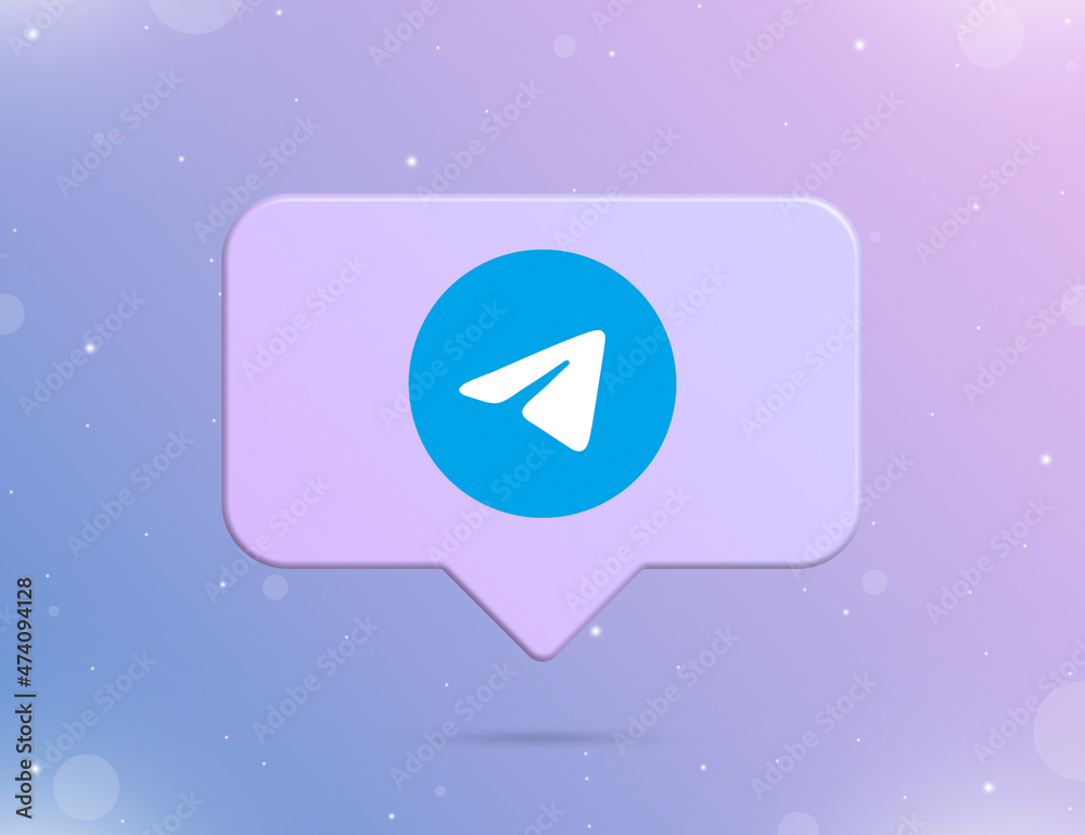 Telegram logo on the notification icon 3d Stock Photo | Adobe Stock