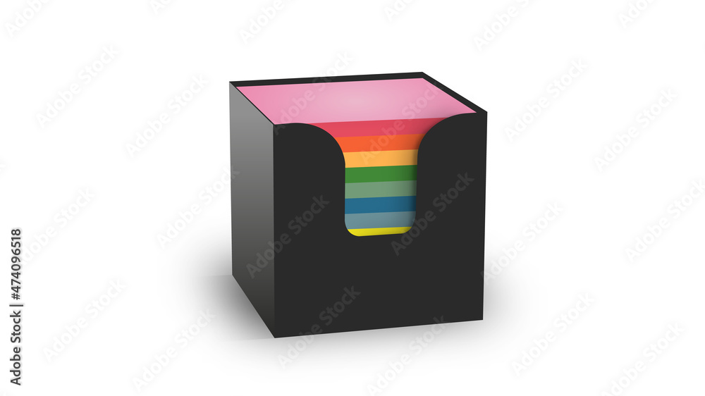 Blank colorful sticker note block plastic holder mockup, clipping path ...