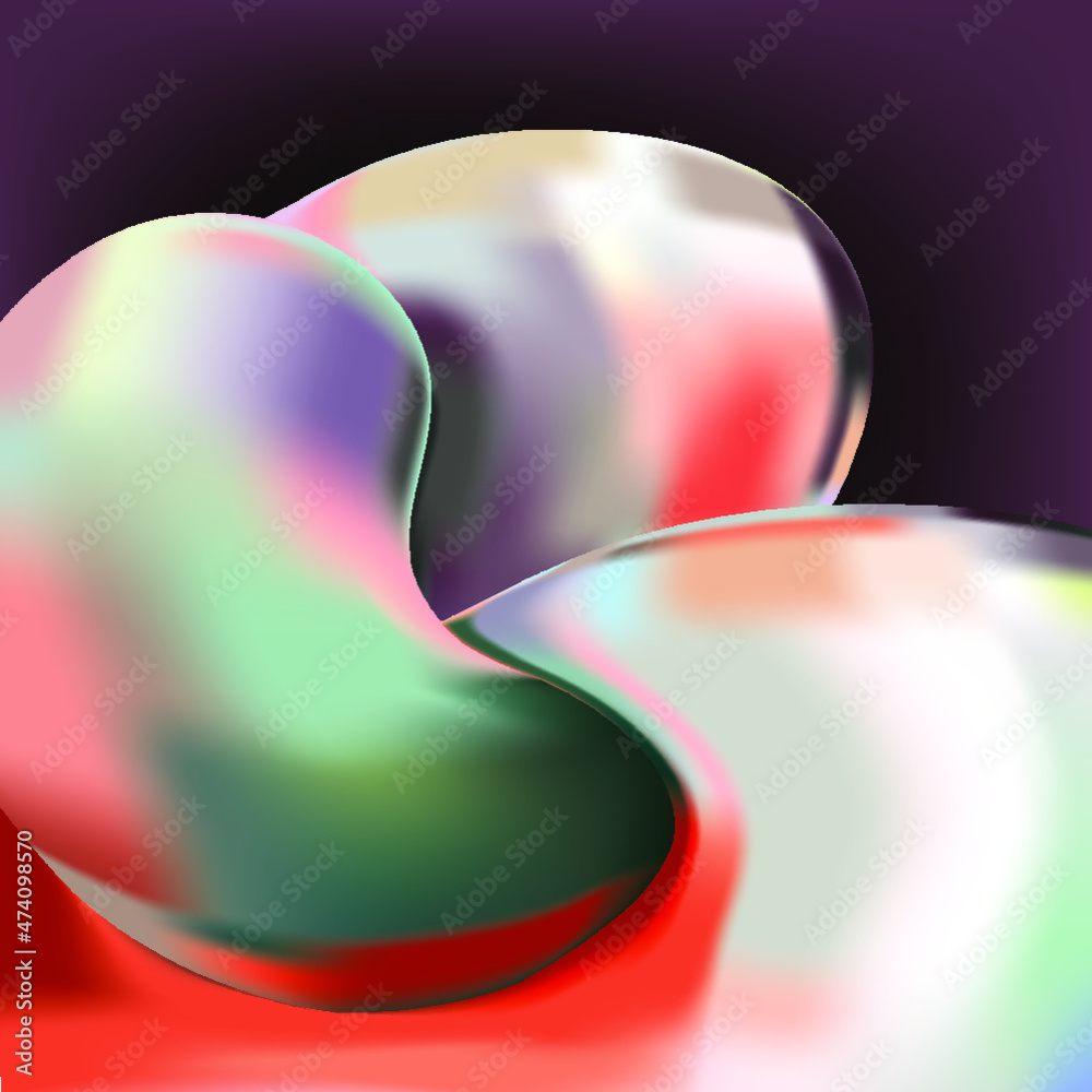 abstract background with iron metallic bubbles and bean-shaped forms ...