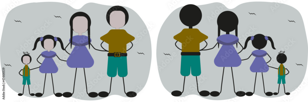 Hand drawing cartoon happy family.Illustration of happy cartoon family ...
