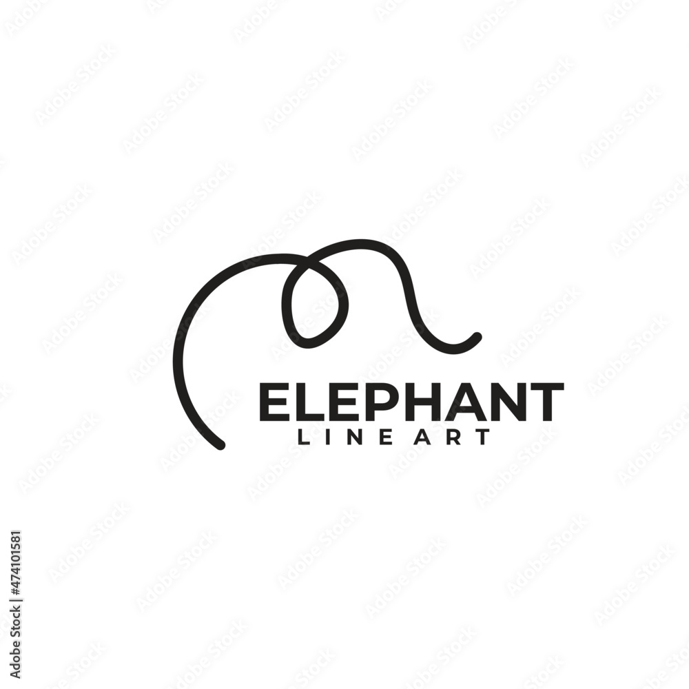Outline lineart elephant logo design Stock Vector | Adobe Stock