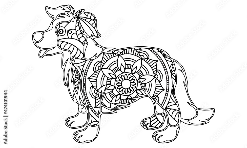 Dog coloring page for adult.dog lovers.dog coloring page & book Stock ...