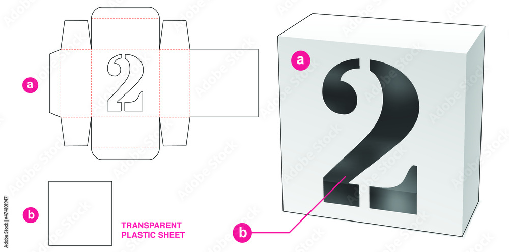 Box with stenciled number alphabet and plastic sheet die cut template ...
